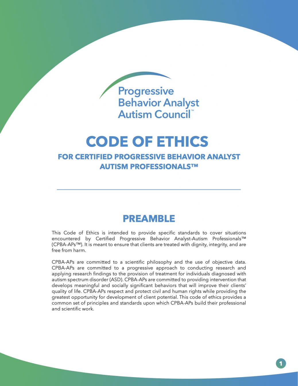 Code of Ethics - Progressive Behavior Analyst