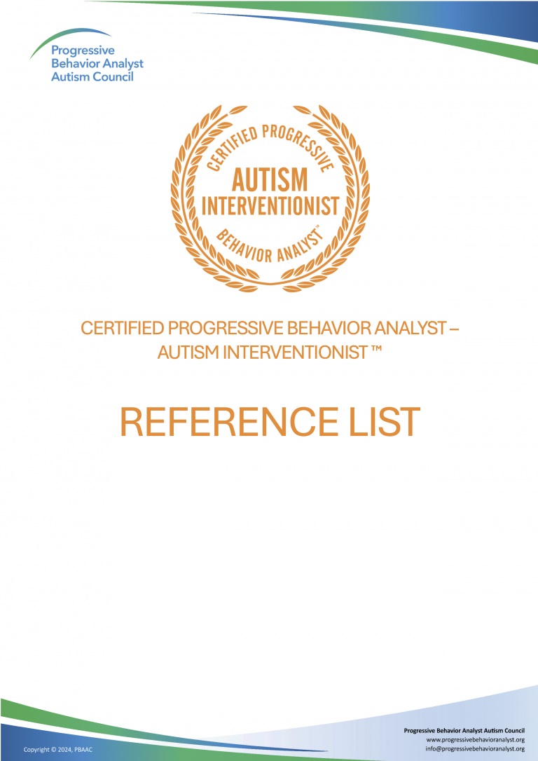 CPBA-AI References - Progressive Behavior Analyst®