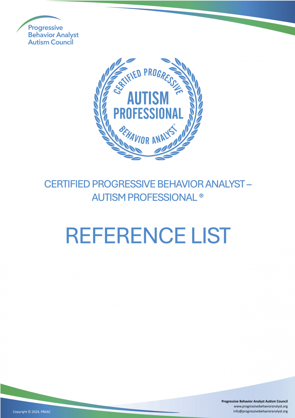 CPBA-AP Reference List - Progressive Behavior Analyst®